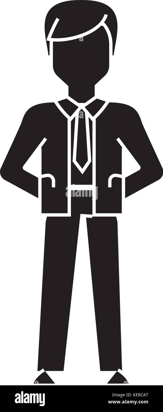 businessman hands back icon, vector illustration, black sign on ...