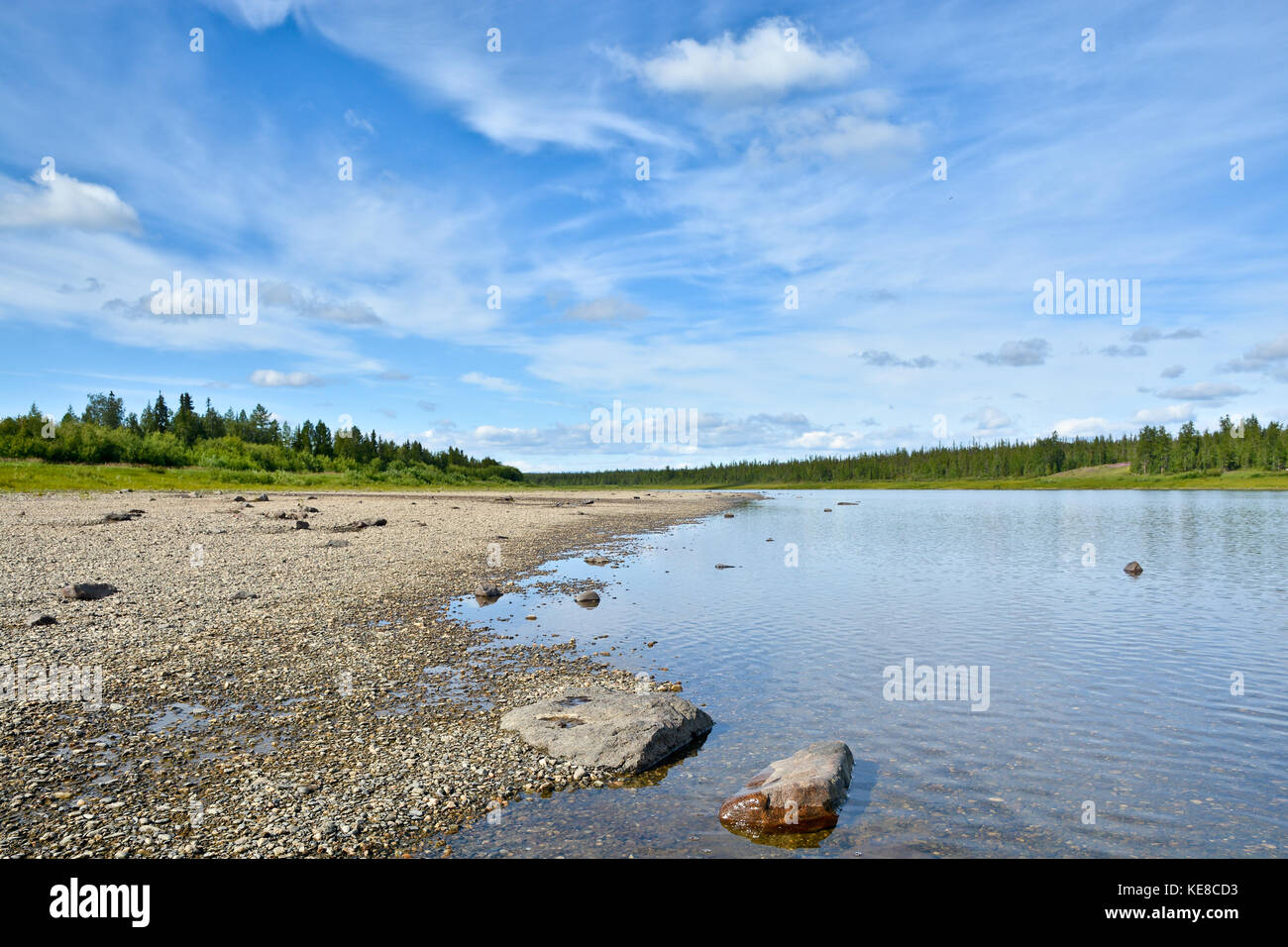 Northern river landscape. Summer in the Polar Urals in Russia Stock ...