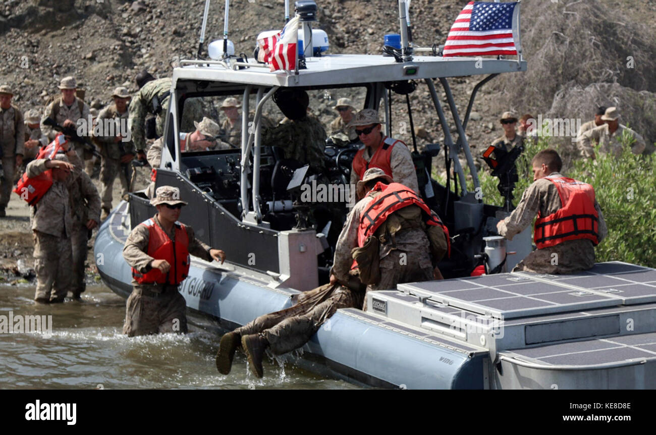 USCG and USMC on an amphibious exercise at Guantanamo in 2015 Stock ...