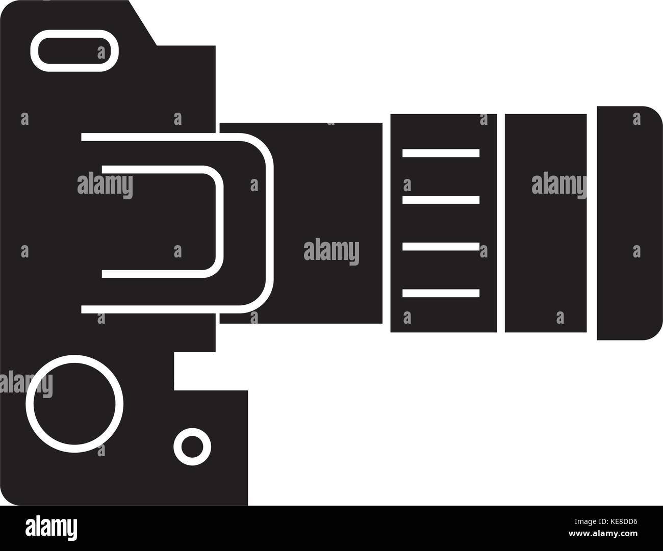 camera dslr top view icon, vector illustration, black sign on isolated ...