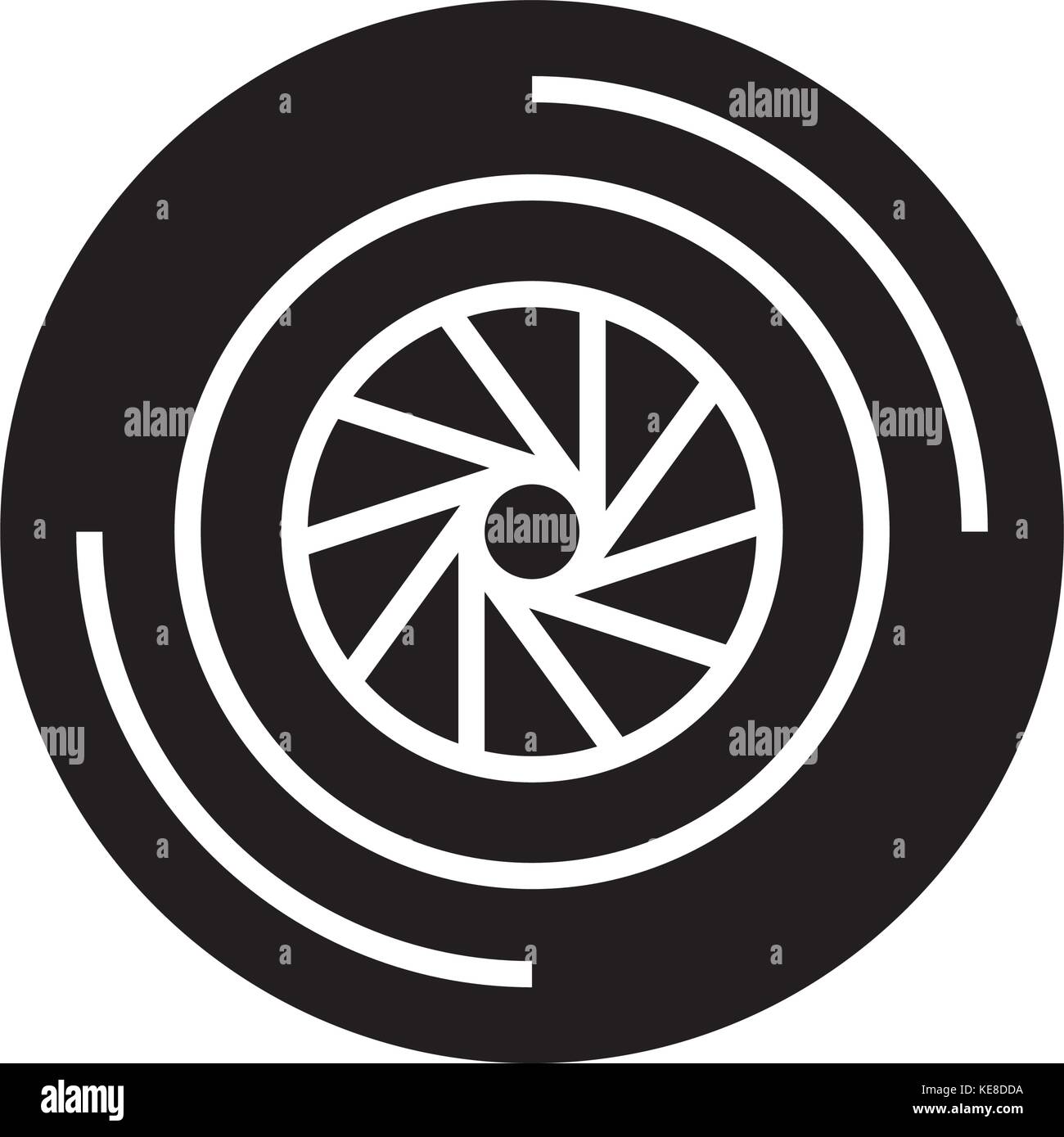 camera shutter icon, vector illustration, black sign on isolated ...