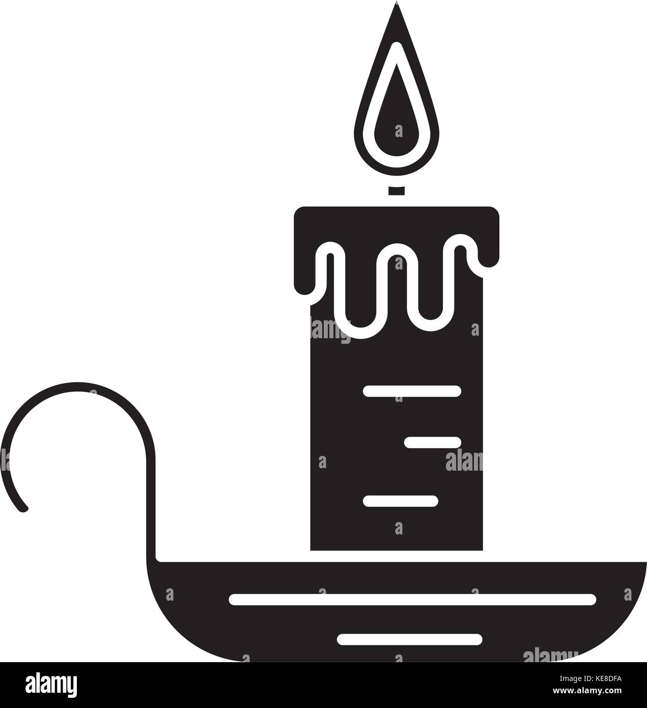 candle icon, vector illustration, black sign on isolated background ...