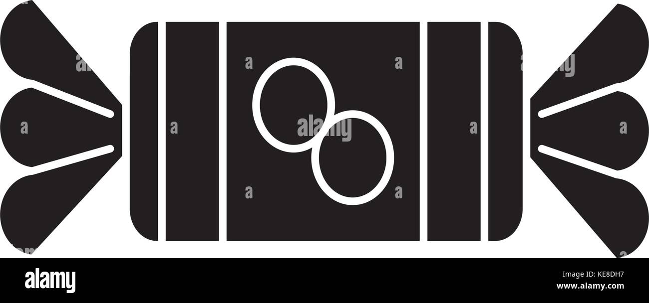 candy wrap icon, vector illustration, black sign on isolated background ...