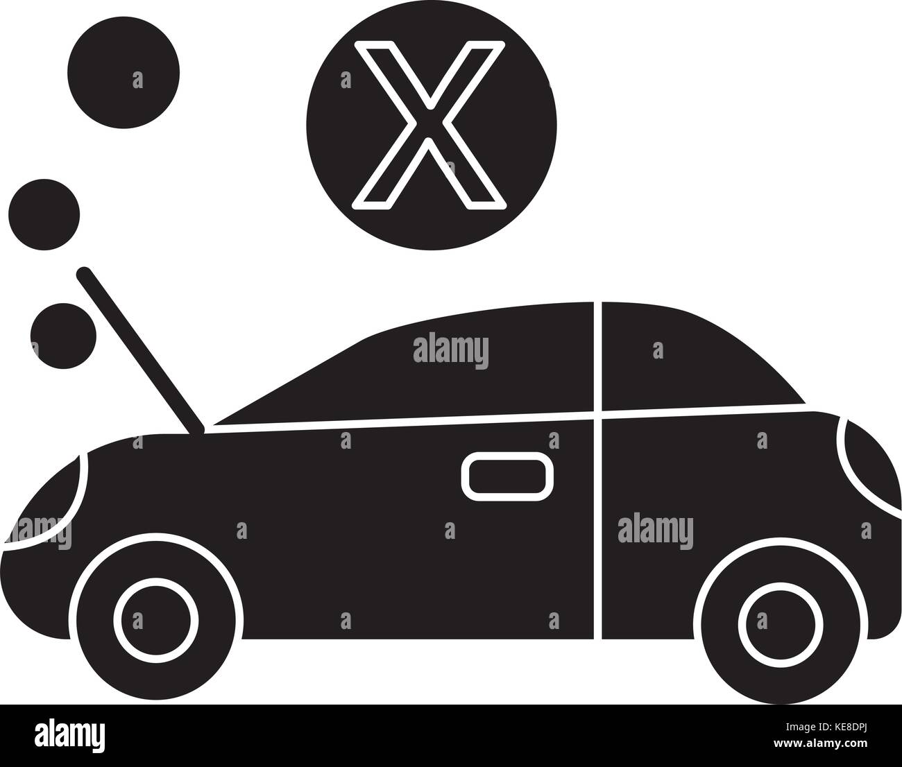 car broke icon, vector illustration, black sign on isolated background ...