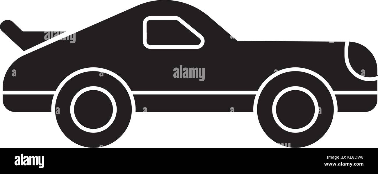 car racing icon, vector illustration, black sign on isolated background ...