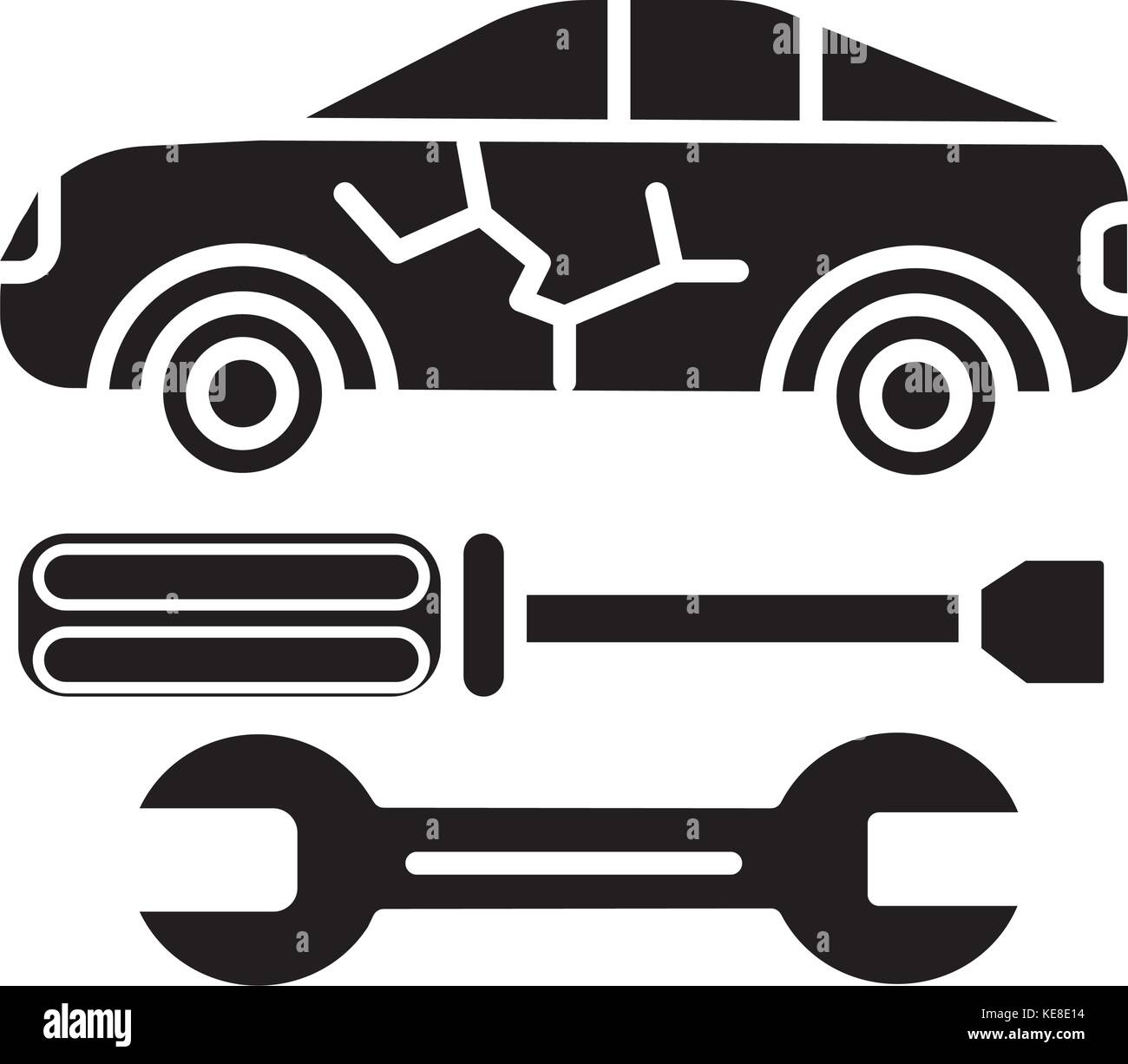 car service icon, vector illustration, black sign on isolated ...