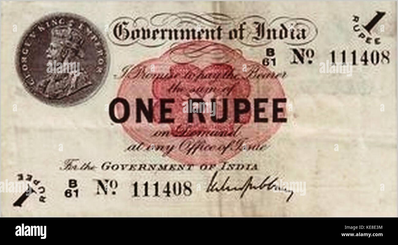 Old 1 rupee note hi-res stock photography and images - Alamy