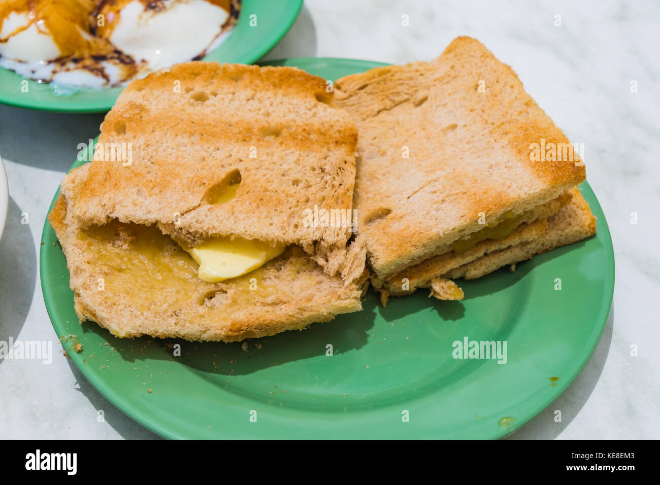Traditional Singapore Breakfast called Kaya Toast, Bread with Coconut ...