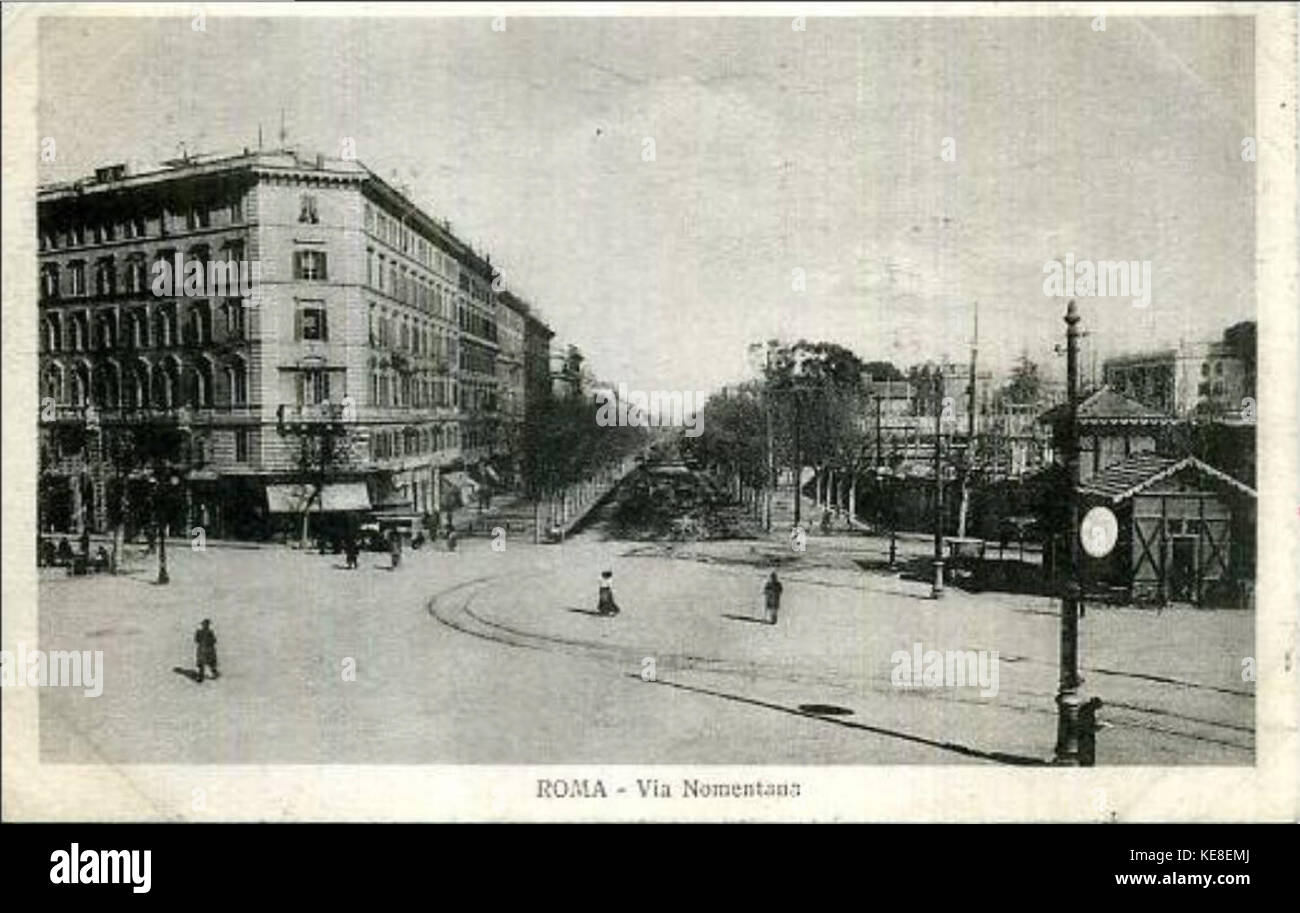 A historical photograph from 1920 showing Via Nomentana, a street in ...