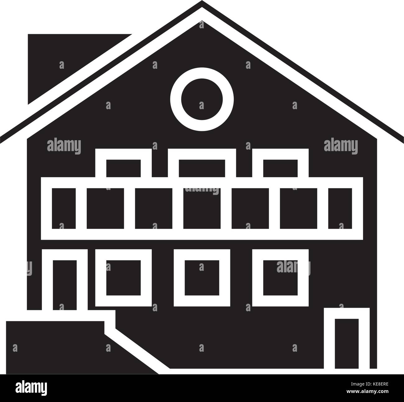 chalet icon, vector illustration, black sign on isolated background ...