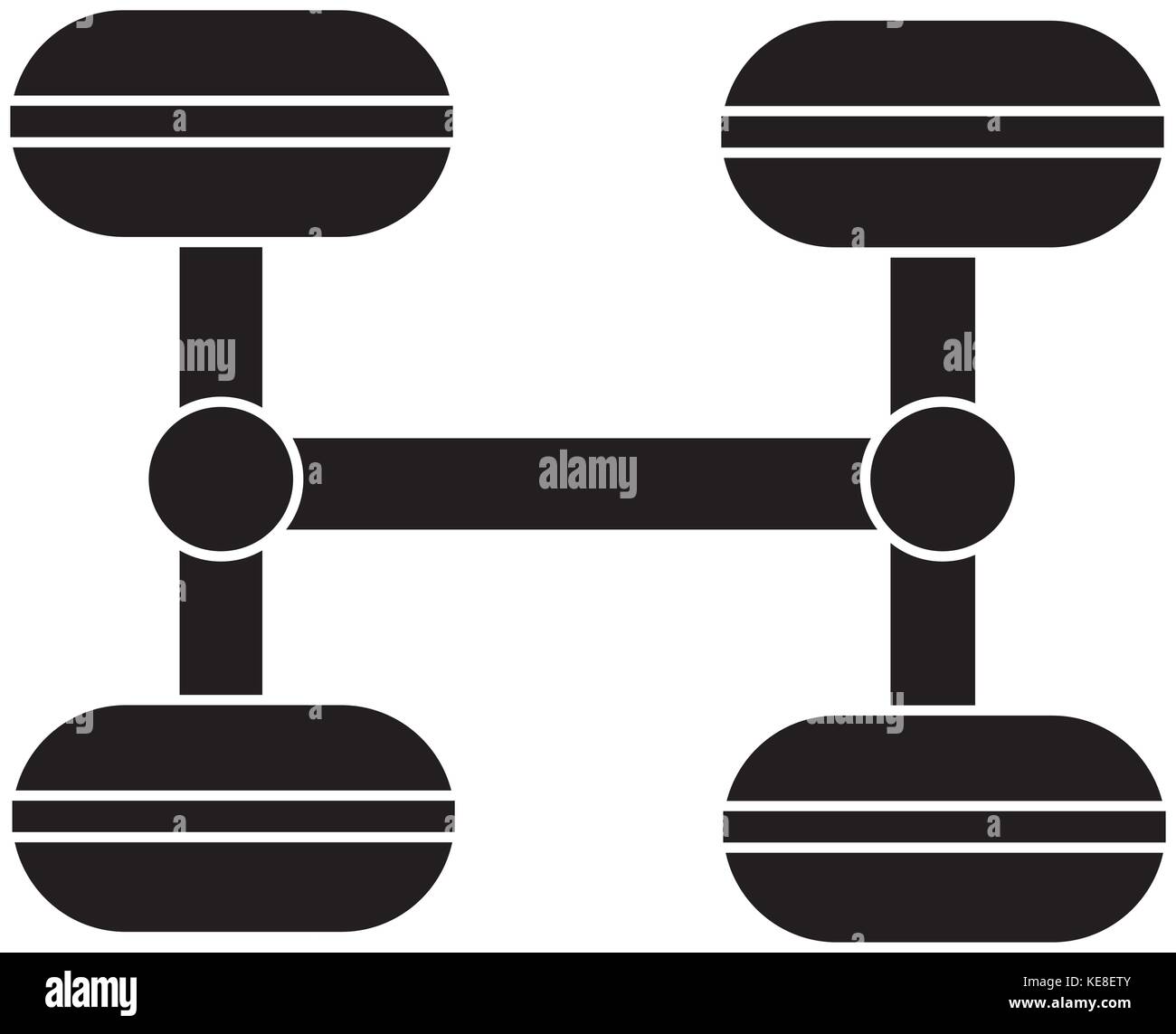 chassis 4 wheels icon, vector illustration, black sign on isolated ...