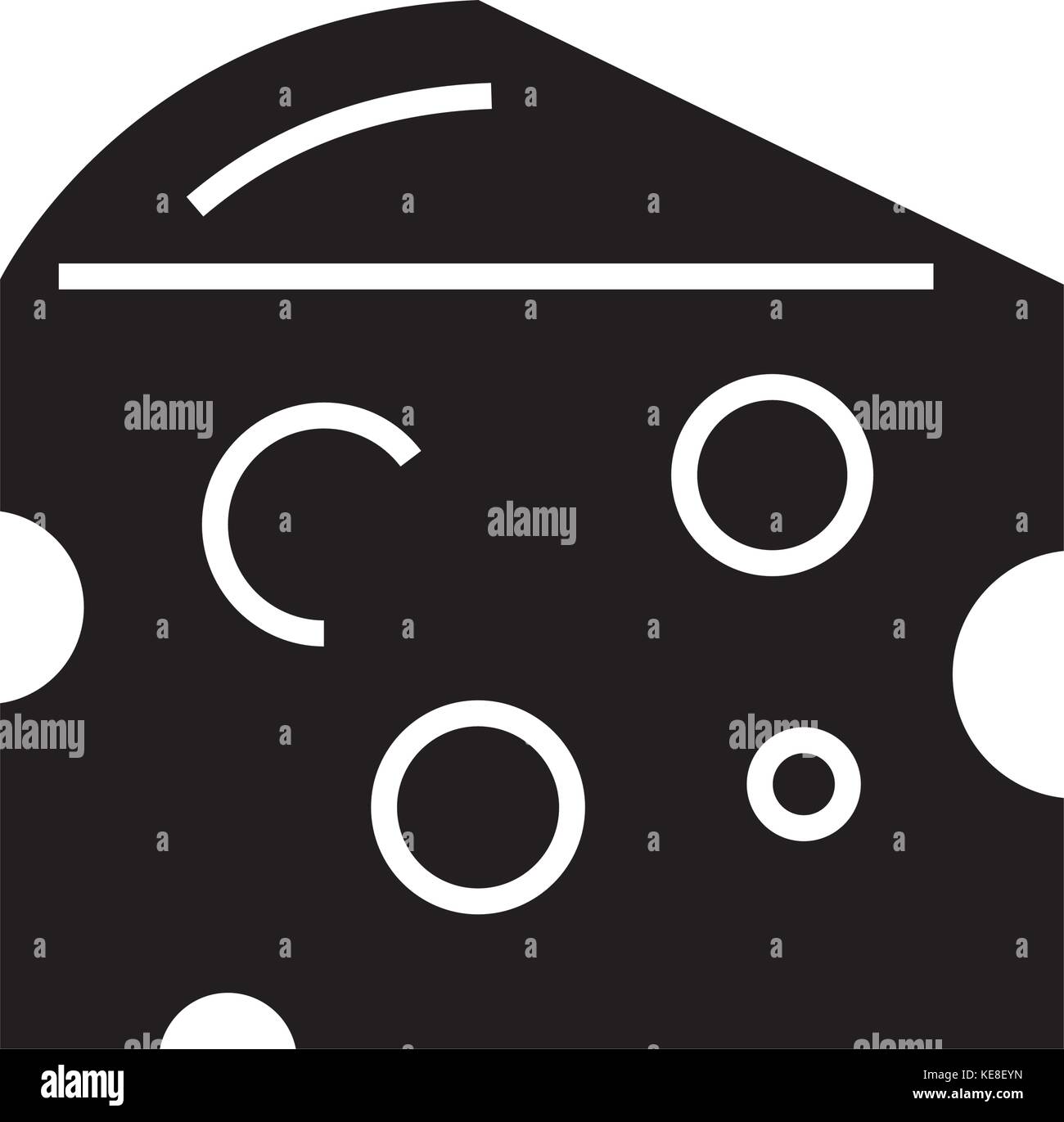 cheese icon, vector illustration, black sign on isolated background ...