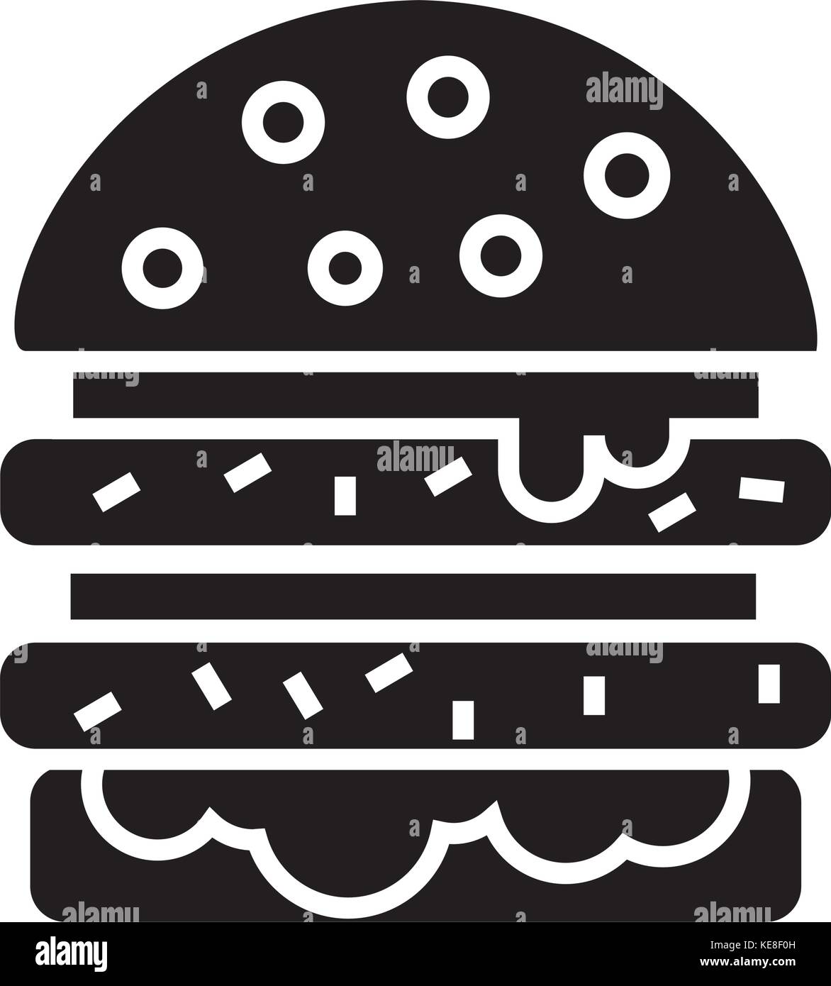 cheeseburger icon, vector illustration, black sign on isolated ...