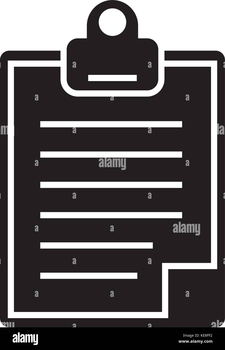 clipboard icon, vector illustration, black sign on isolated background ...