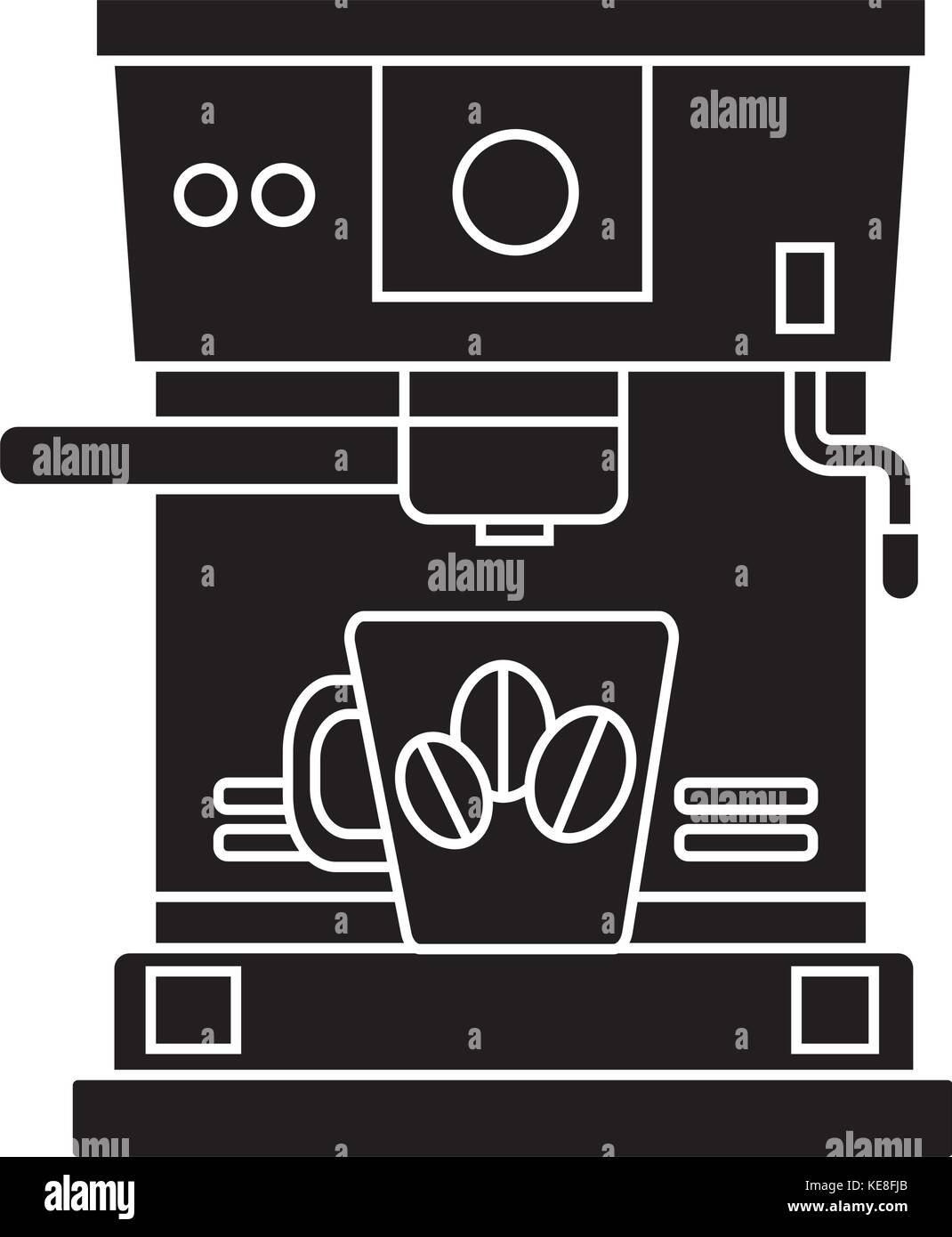 coffee machine with coffee cup icon, vector illustration, black sign on ...