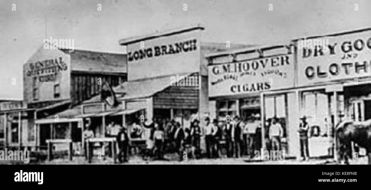 This image shows the Long Branch Saloon in 1874, a famous establishment ...