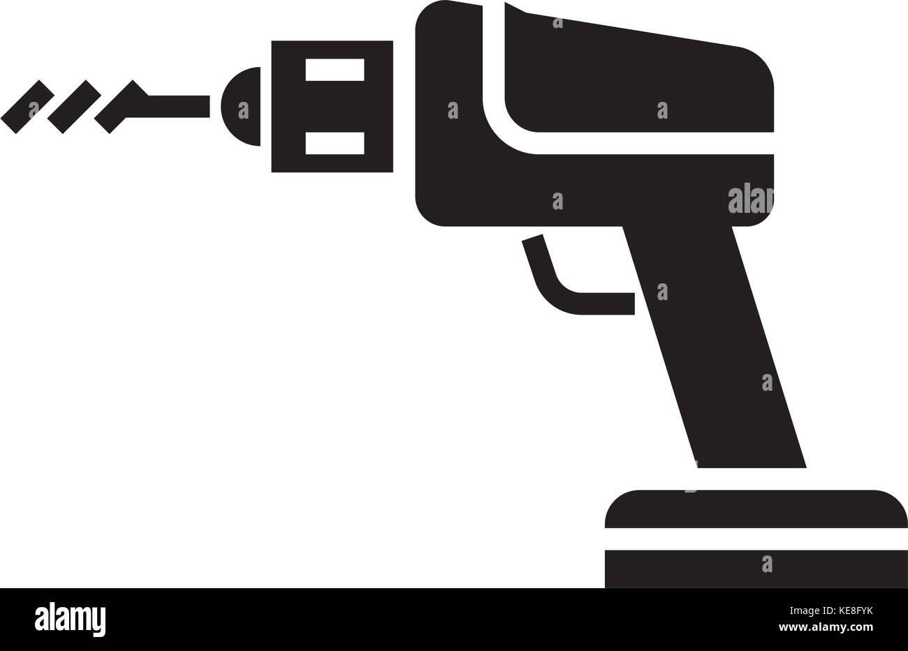 construction drilling machine icon, vector illustration, black sign on ...