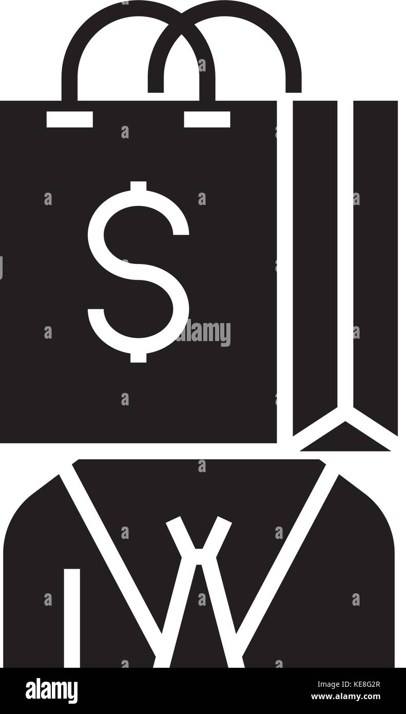 consumerism icon, vector illustration, black sign on isolated ...