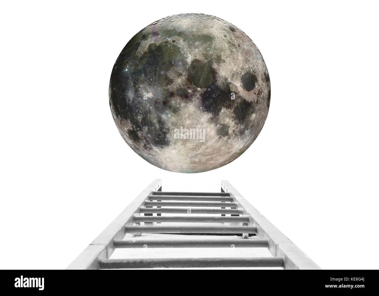 Travel to Moon with ladder concept. Elements of this image furnished by ...