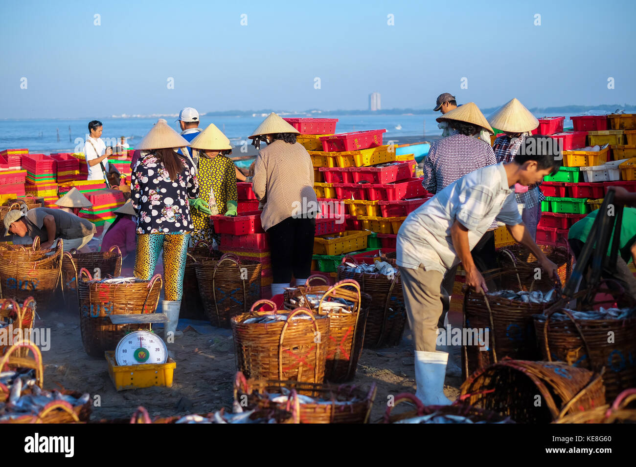 Long Hai beach, Ba Ria Vung Tau, Vietnam. Unidentified woman with ...