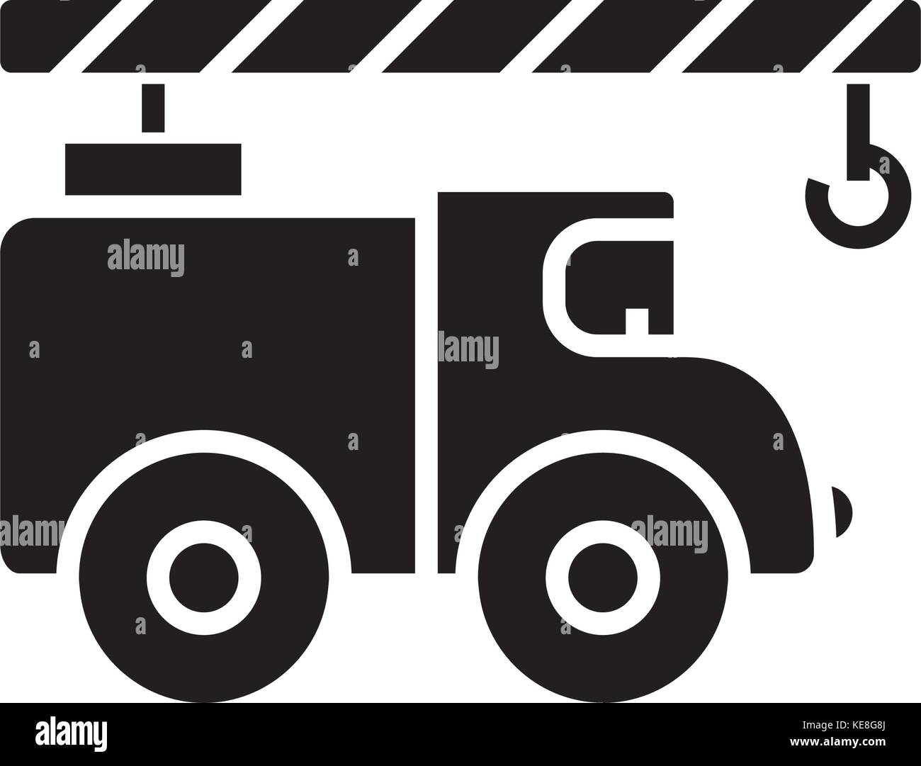 crane car icon, vector illustration, black sign on isolated background ...
