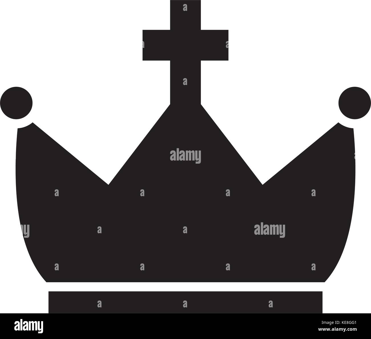 crown with cross icon, vector illustration, black sign on isolated ...