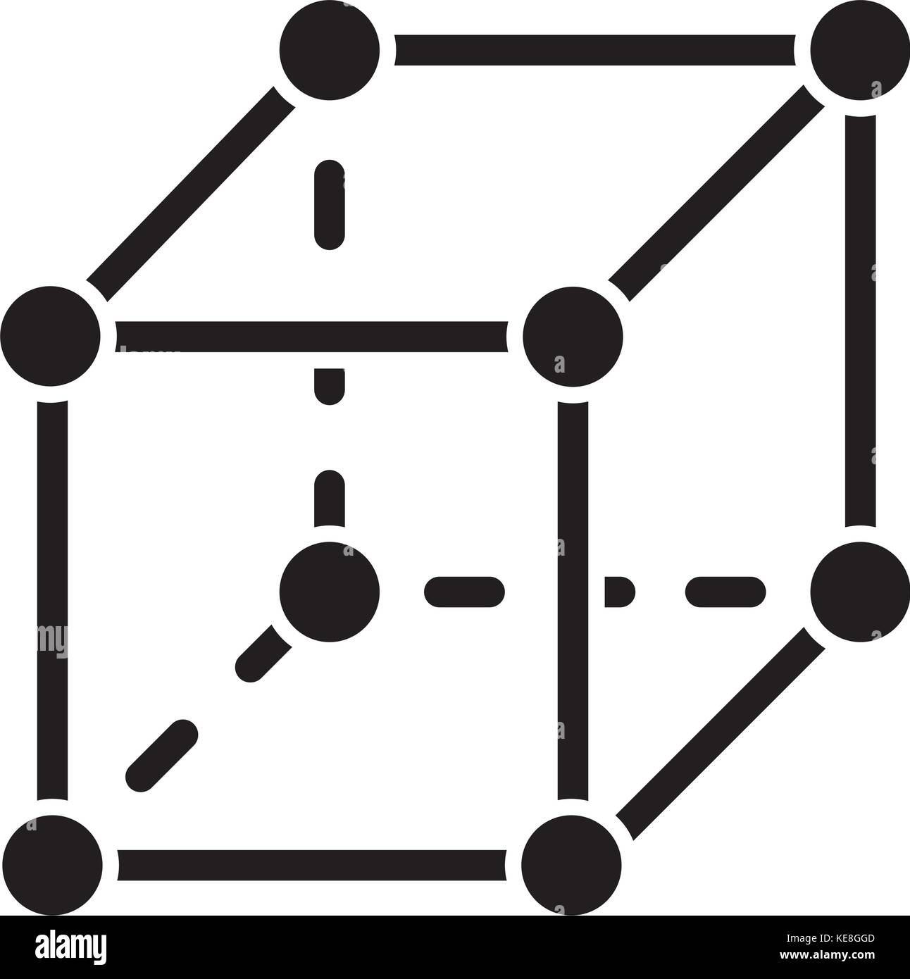 cube molecular icon, vector illustration, black sign on isolated ...