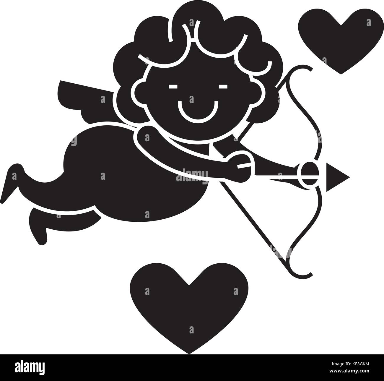 Cupid angel icon, vector illustration, black sign on isolated ...