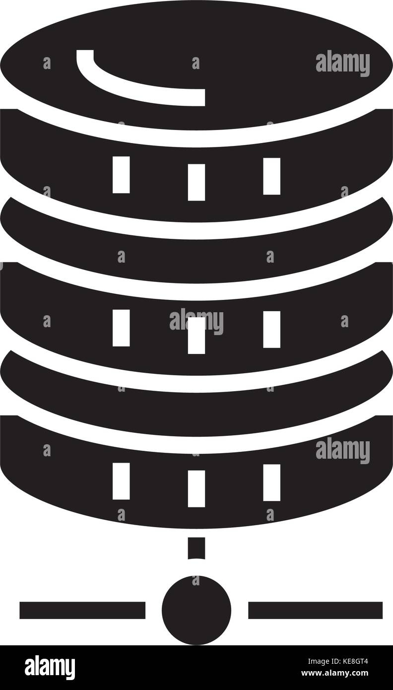 database network icon, vector illustration, black sign on isolated ...