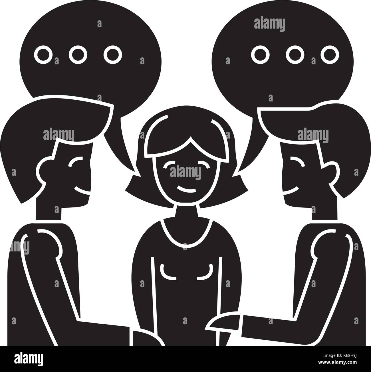 discussion - negotiation - treaty - 2 man and woman icon, vector ...