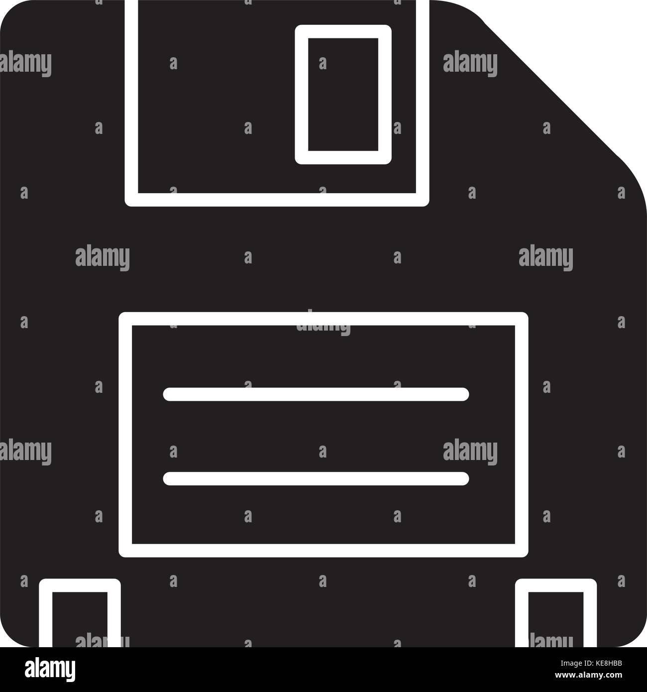diskette icon, vector illustration, black sign on isolated background ...