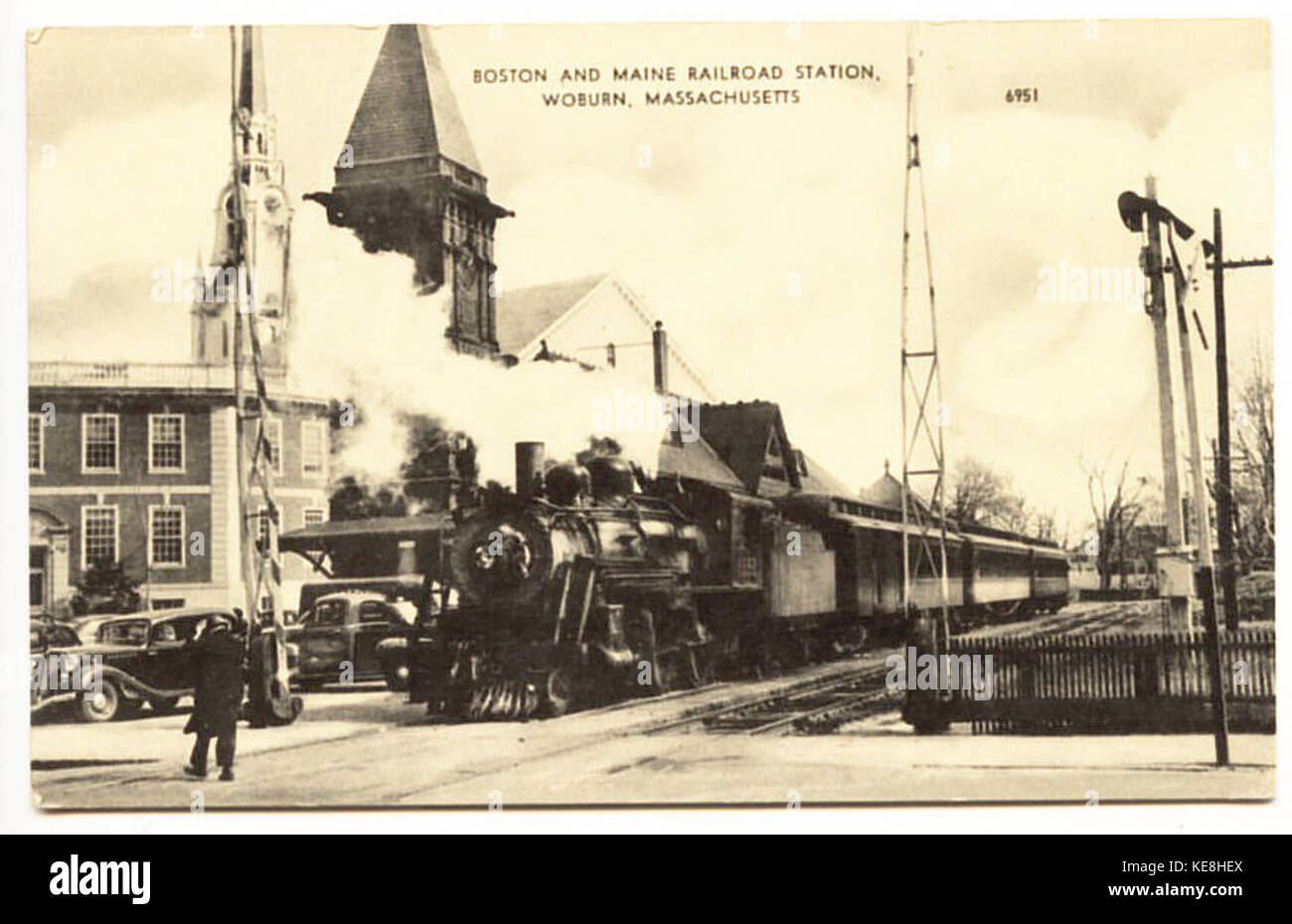 Woburn station postcard Stock Photo - Alamy