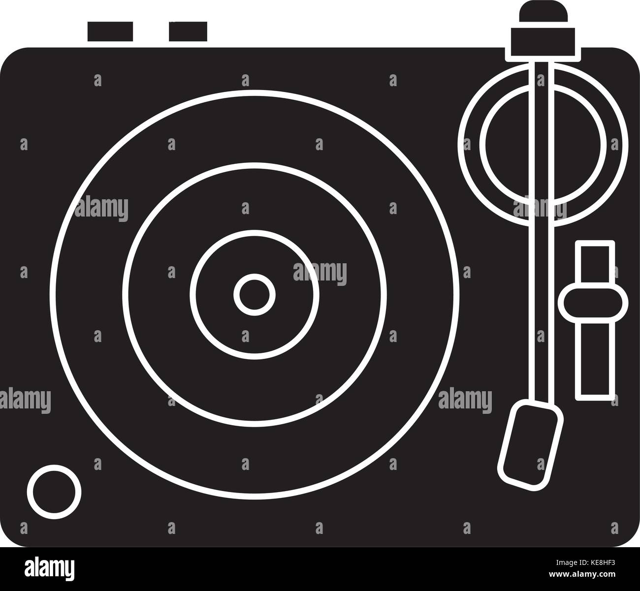 dj vinyl - turntable icon, vector illustration, black sign on isolated ...