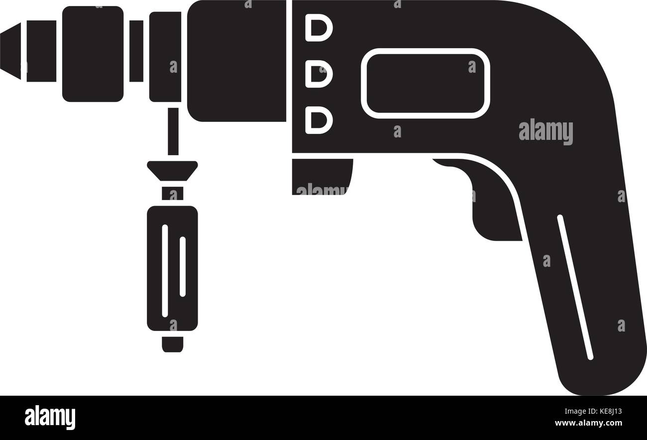 drilling machine - perforator icon, vector illustration, black sign on ...