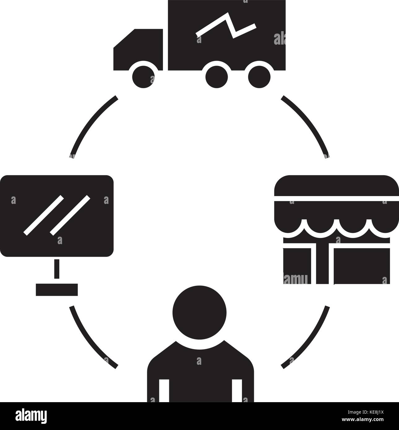 dropshipping - drop ship - logistics icon, vector illustration, black ...