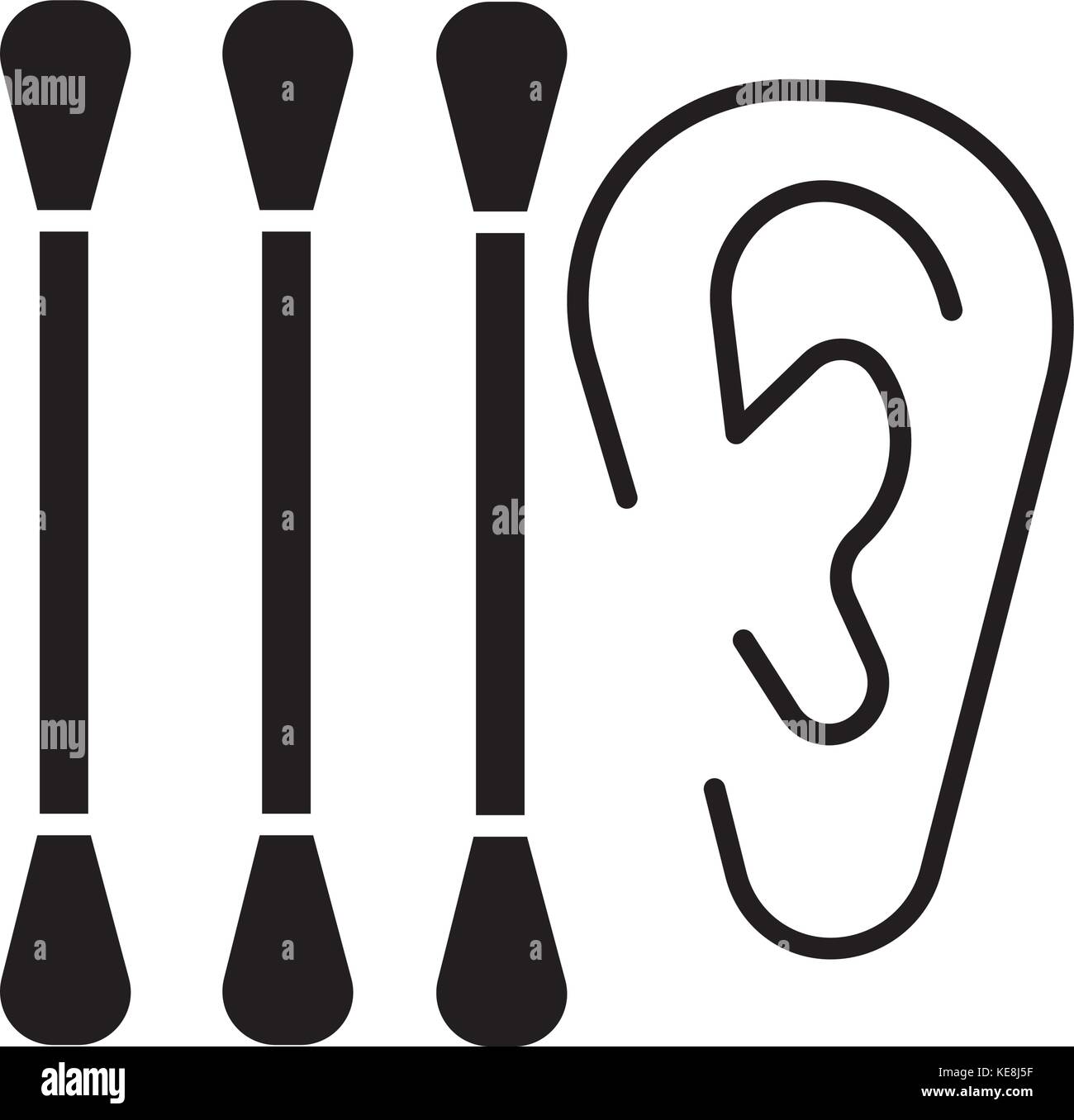 ear cleaning icon, vector illustration, black sign on isolated ...