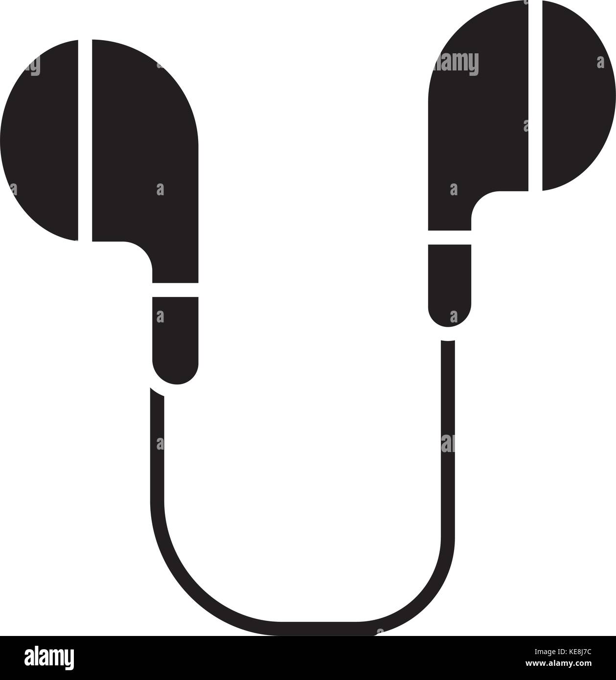 earphones icon, vector illustration, black sign on isolated background ...