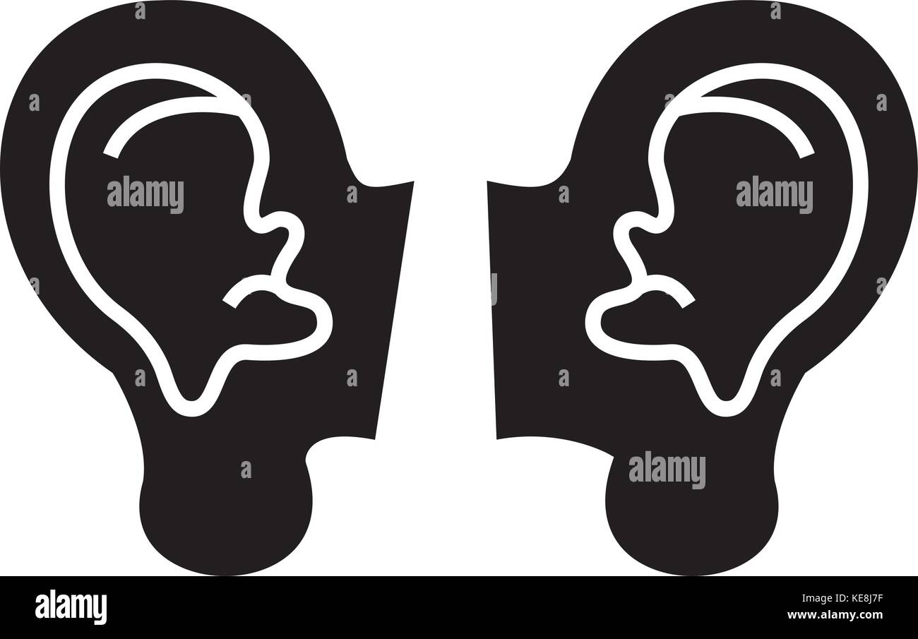 ears icon, vector illustration, black sign on isolated background Stock ...