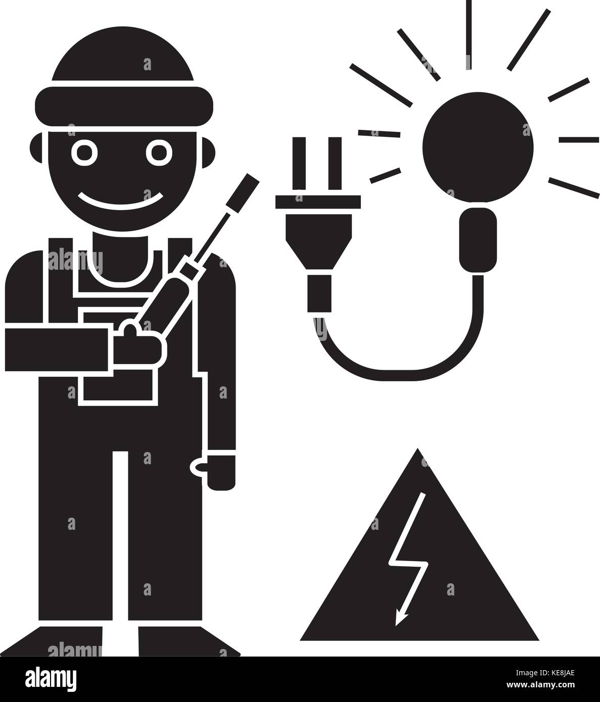 electrican icon, vector illustration, black sign on isolated background ...