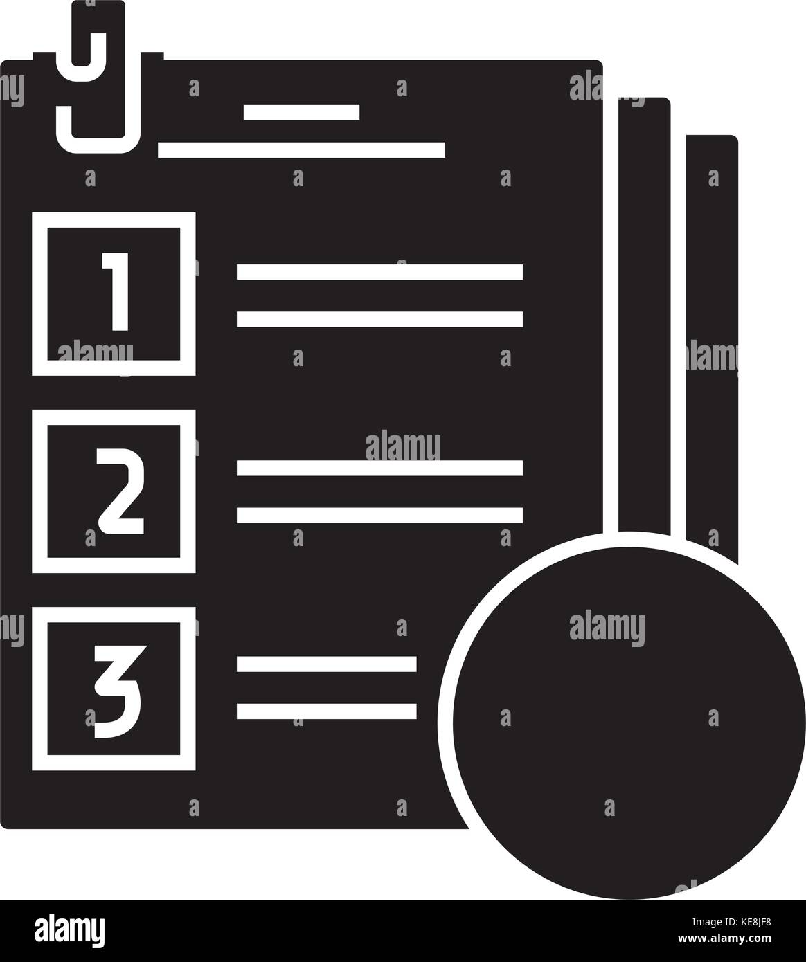 exam icon, vector illustration, black sign on isolated background Stock ...