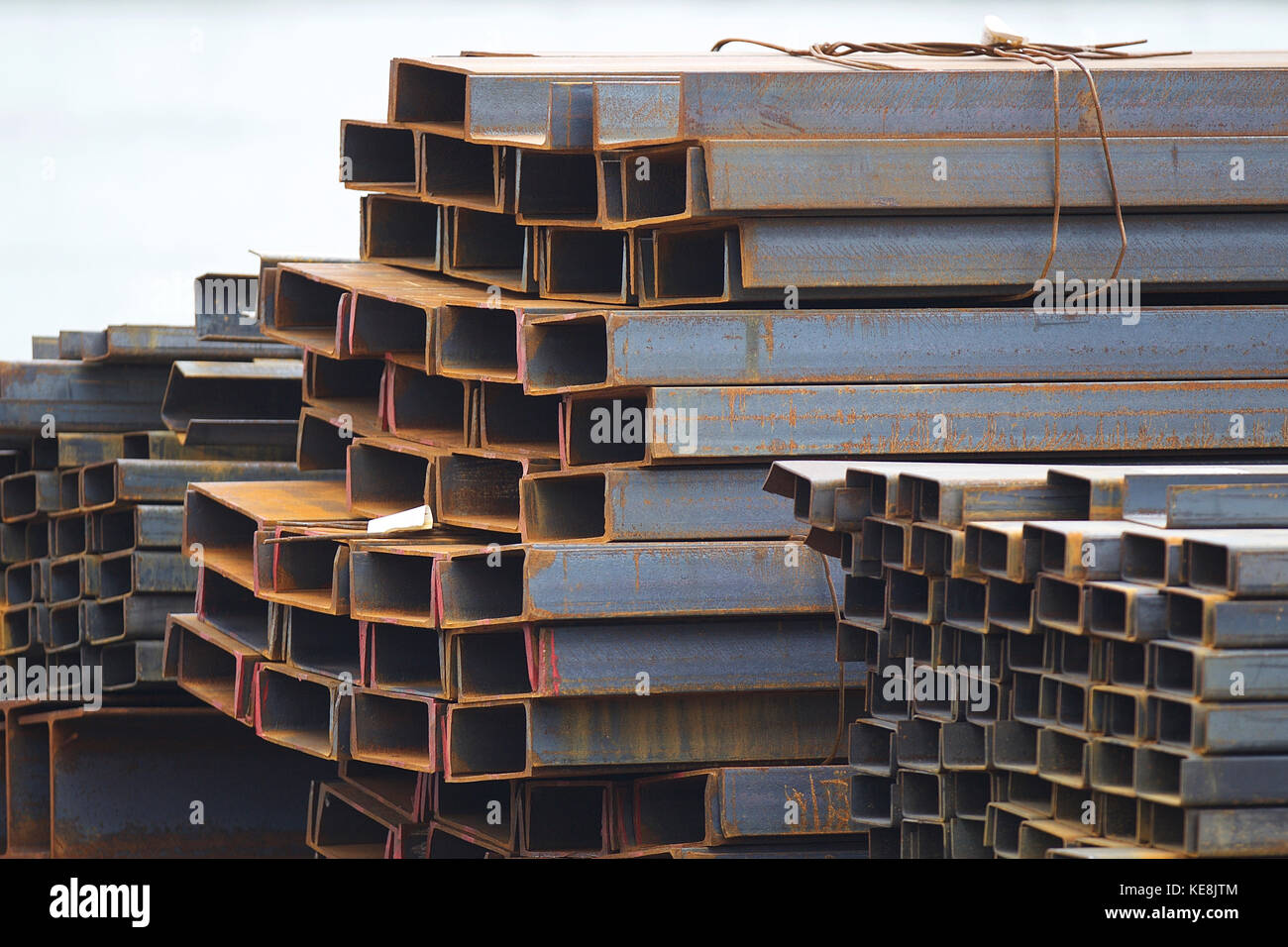 Metal profile channel in packs at the warehouse of metal products ...