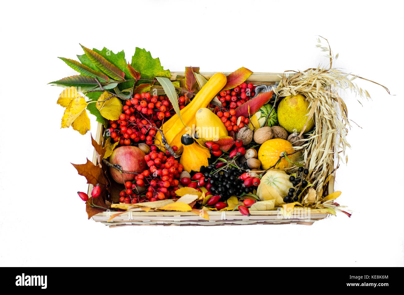 group of colorful autumn fruits in a basket Stock Photo - Alamy
