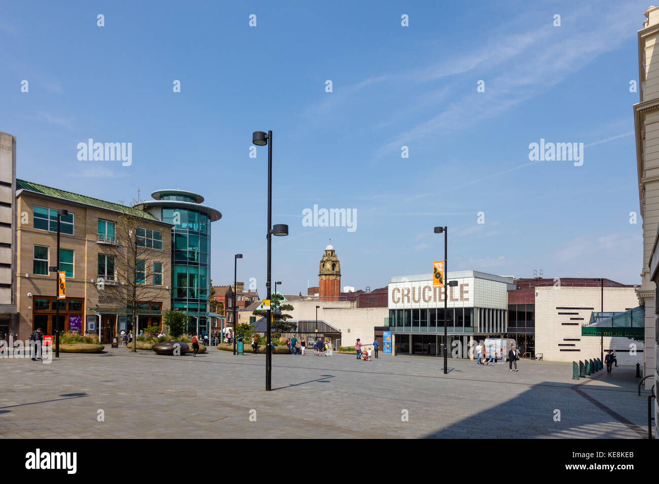 A sunny day in Tudor Square, Sheffield, South Yorkshire, UK Stock Photo ...