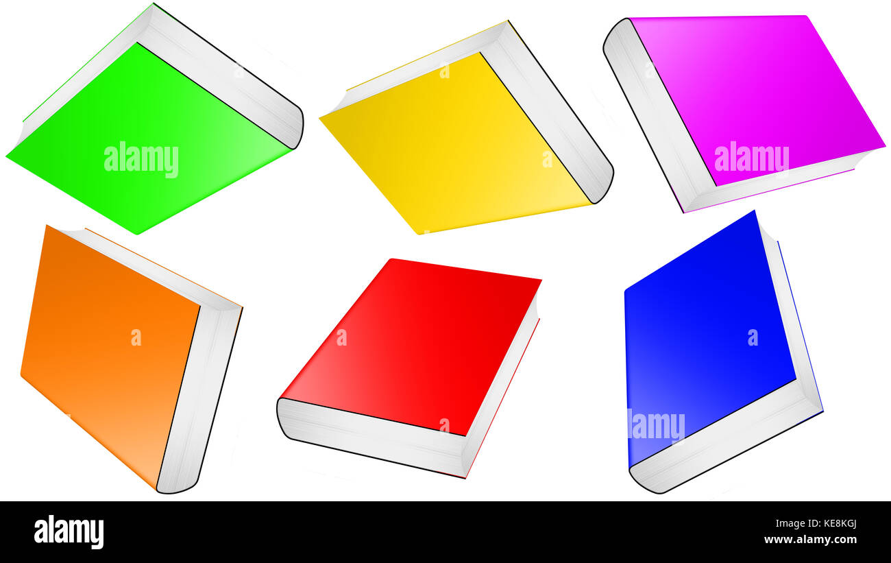 Many colored book. Isolated on white Stock Photo - Alamy