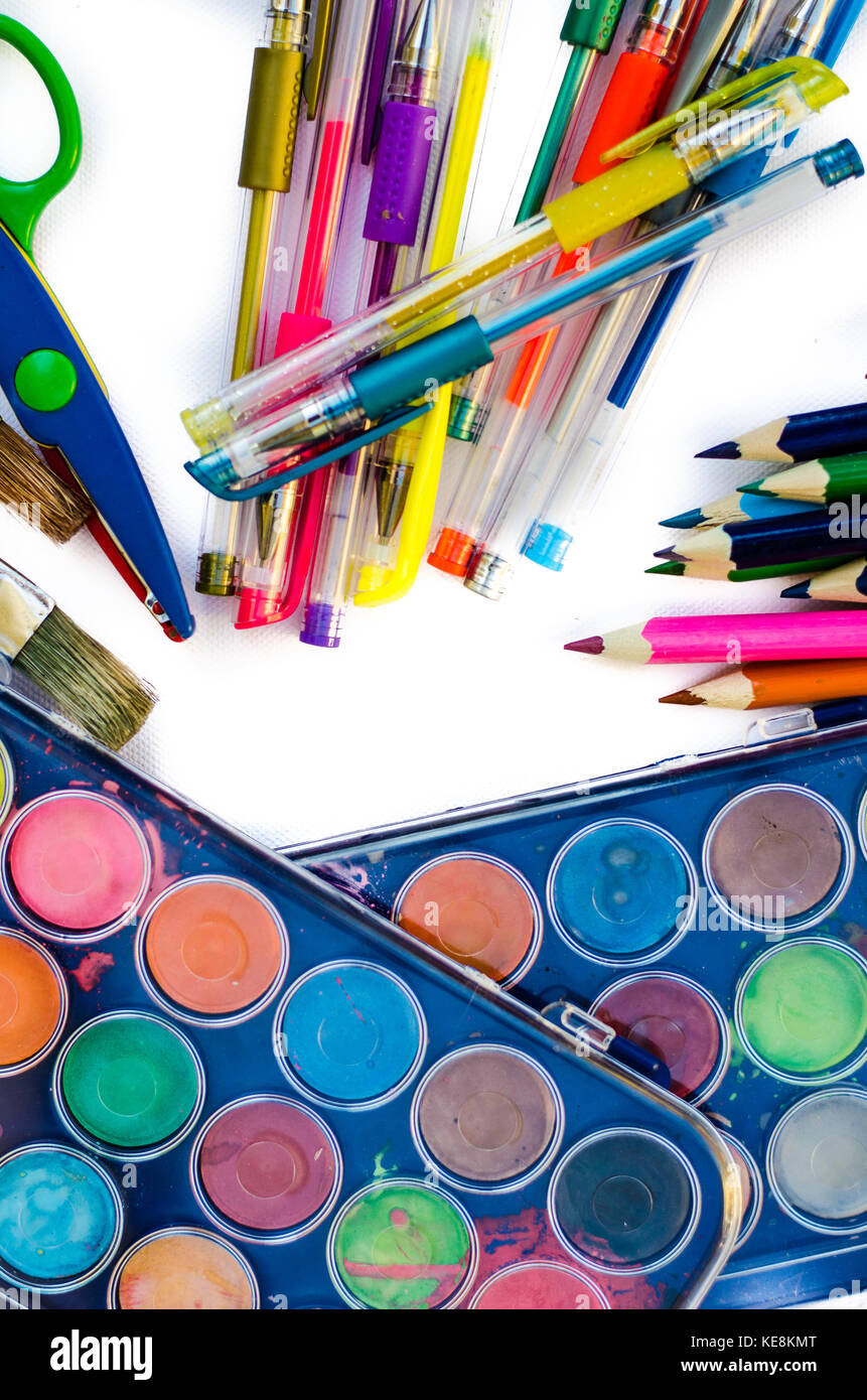 group of colorful writing utensils Stock Photo - Alamy