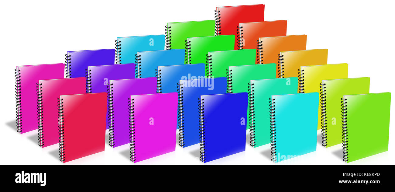 Many colored ring binder. Isolated on white Stock Photo - Alamy