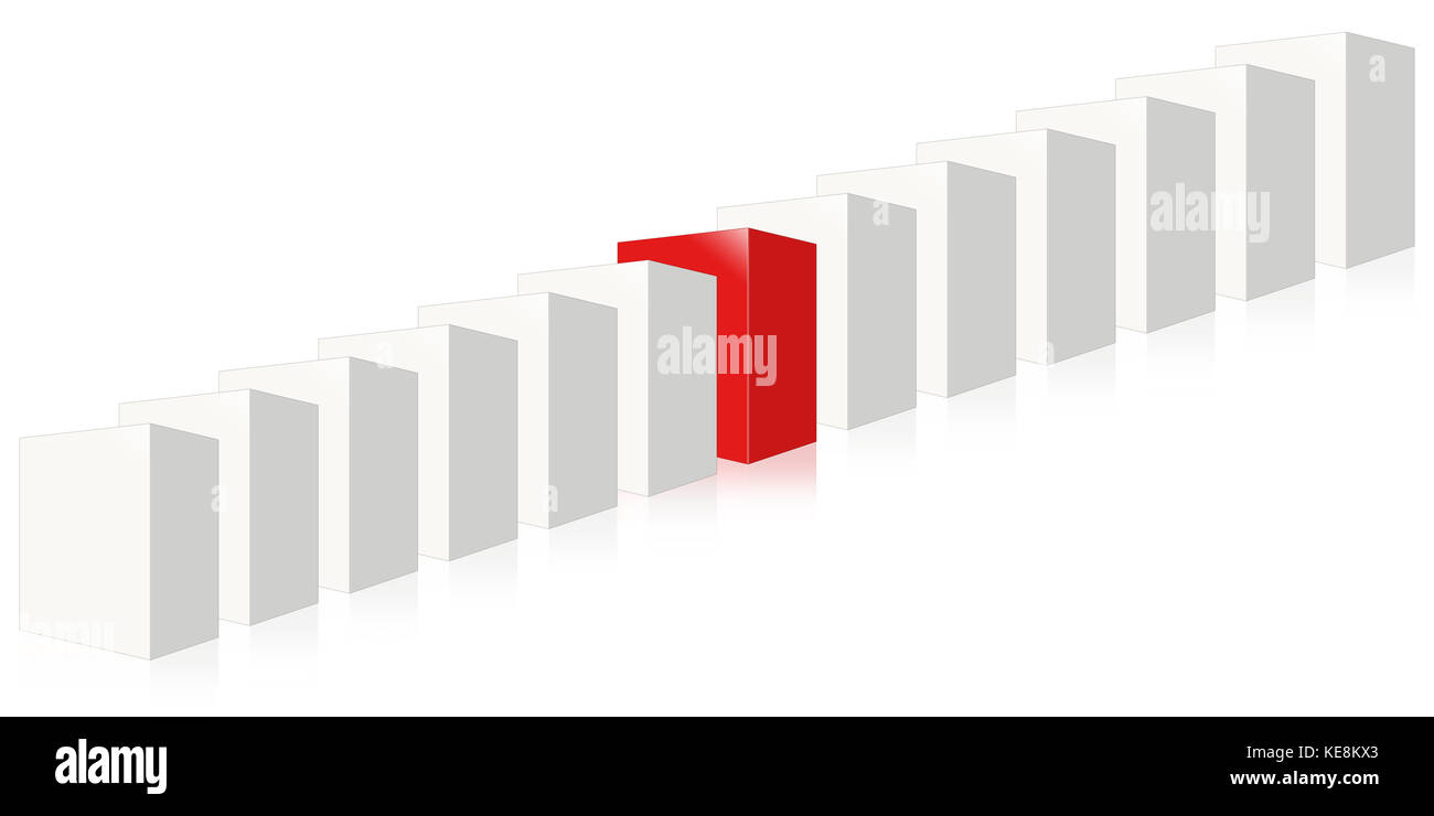 Many box, Only One Red. Isolated on white Stock Photo - Alamy