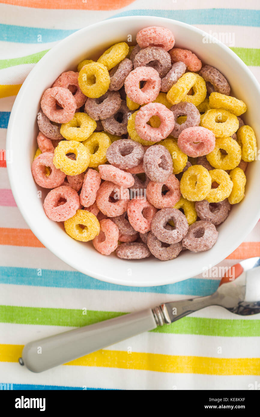 Colorful cereal rings in bowl Stock Photo - Alamy