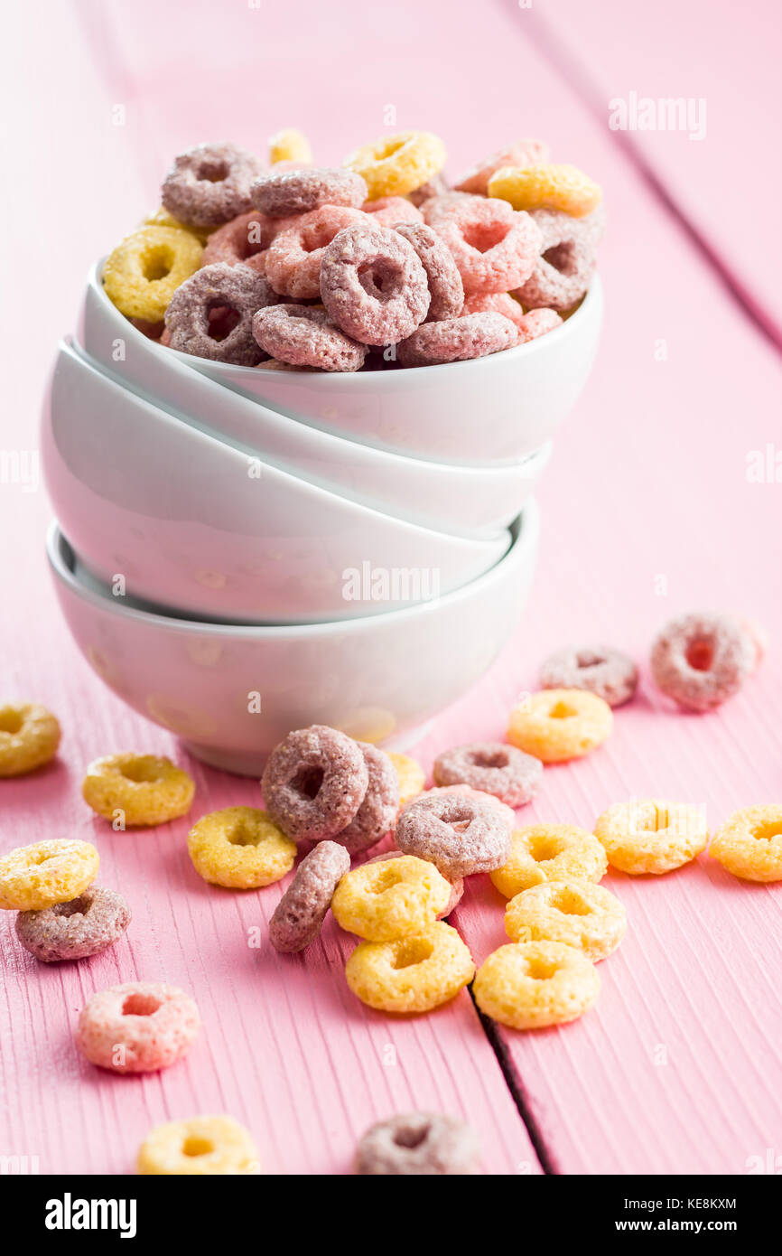 Colorful cereal rings in bowl Stock Photo - Alamy