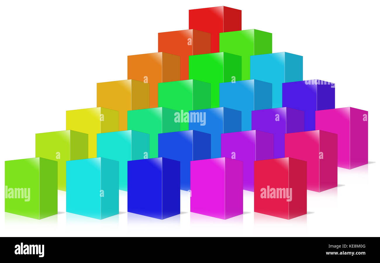 Many colored box. Isolated on white Stock Photo - Alamy